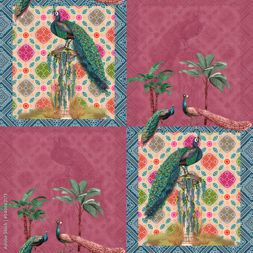 bandhini patola seamlessly delicated pattern, designs of fancy Peacock ...