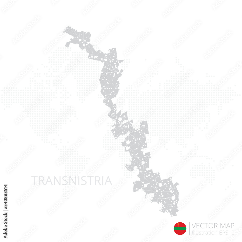 Transnistria grey map isolated on white background with abstract mesh ...