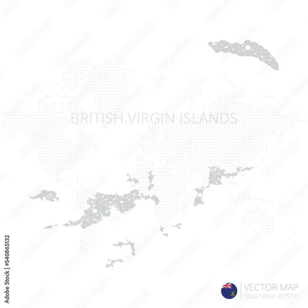 British Virgin Islands grey map isolated on white background with ...