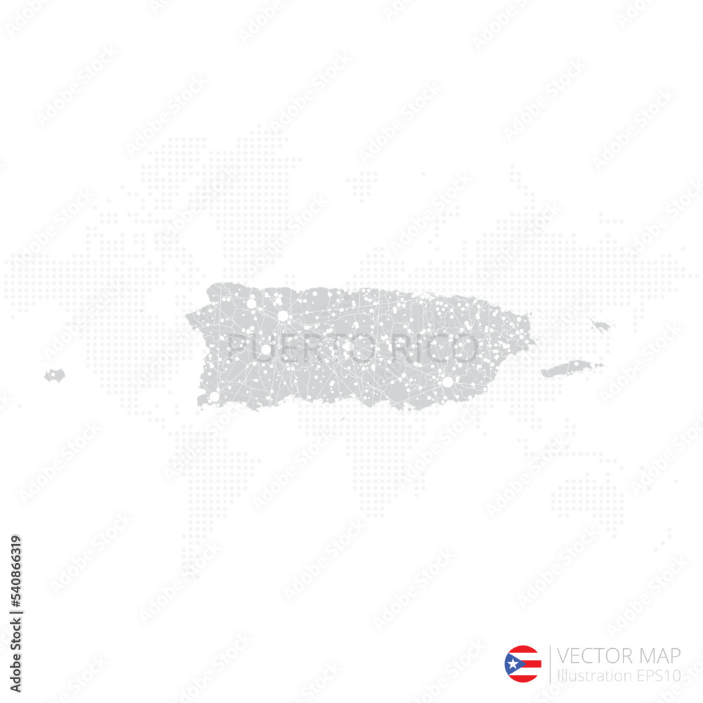 Puerto Rico grey map isolated on white background with abstract mesh ...