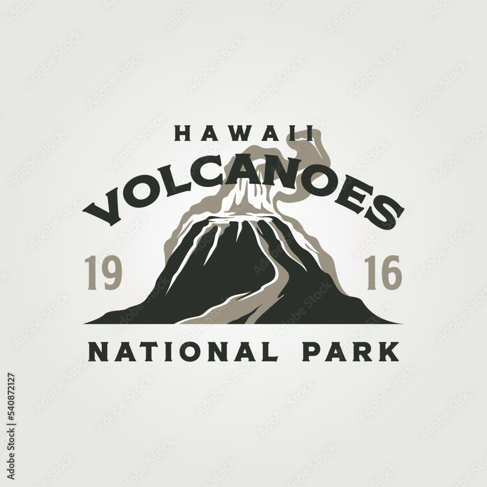 hawaii volcanos vintage logo vector symbol illustration design ...