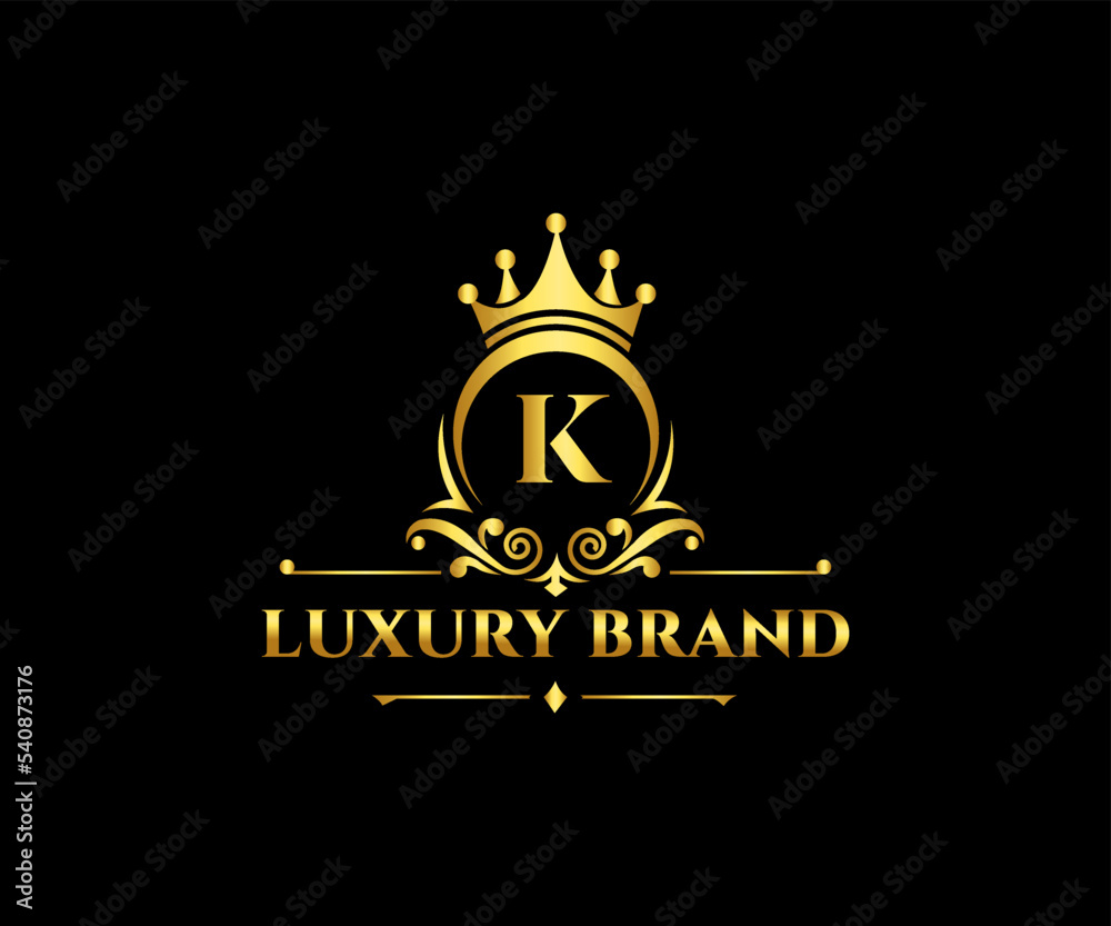 luxury K Letter Initial with Royal Template.elegant with crown logo ...