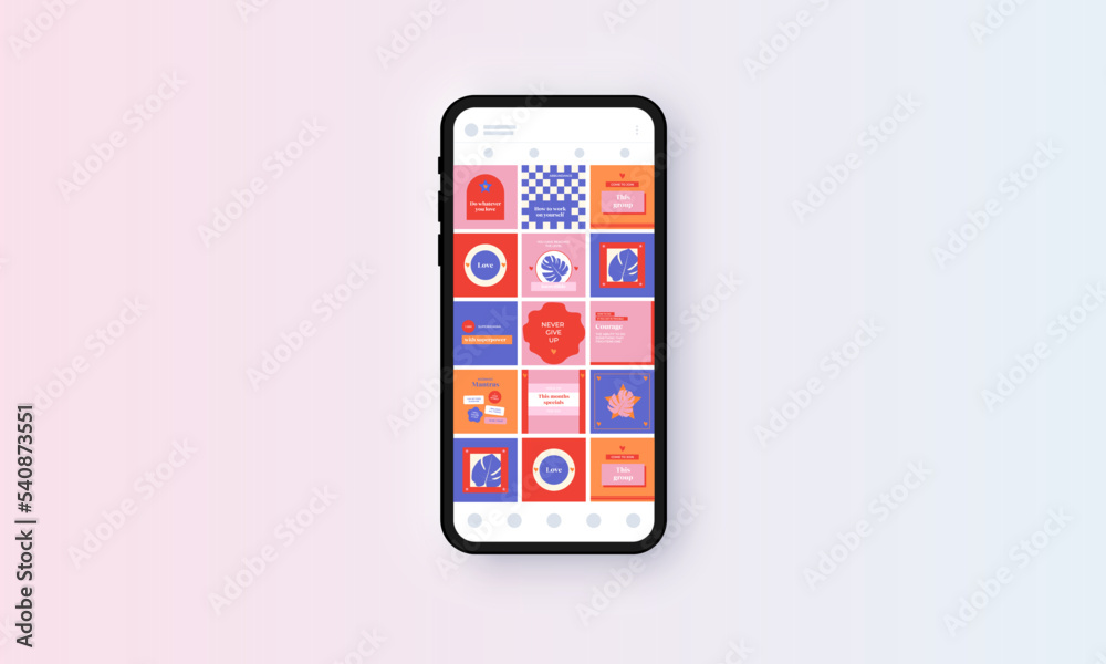 Instagram Colourful Template for Posts, Mockup for Social Media App ...