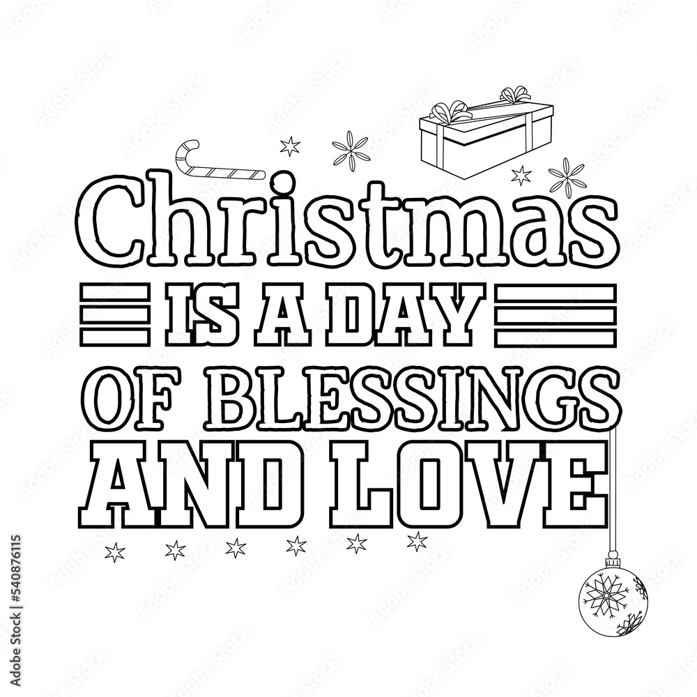 Merry Christmas Coloring page. Christmas line art coloring page design ...