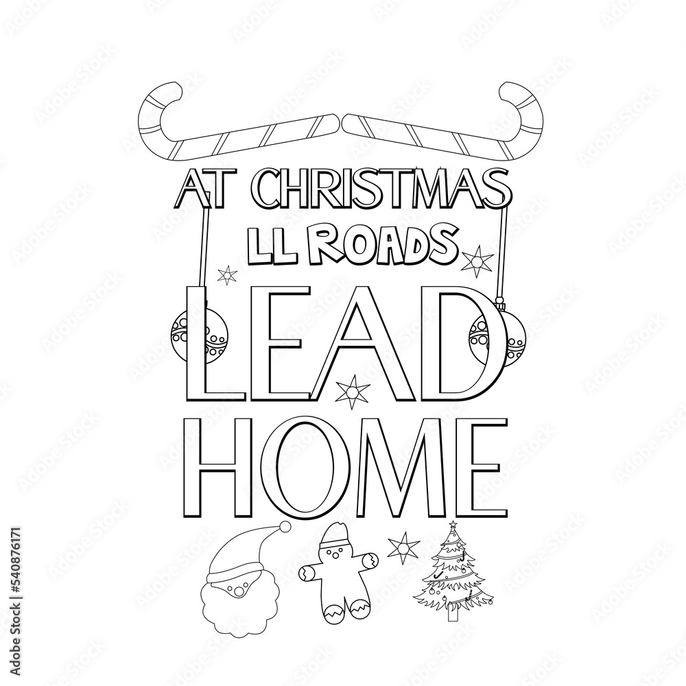 Merry Christmas Coloring page. Christmas line art coloring page design ...