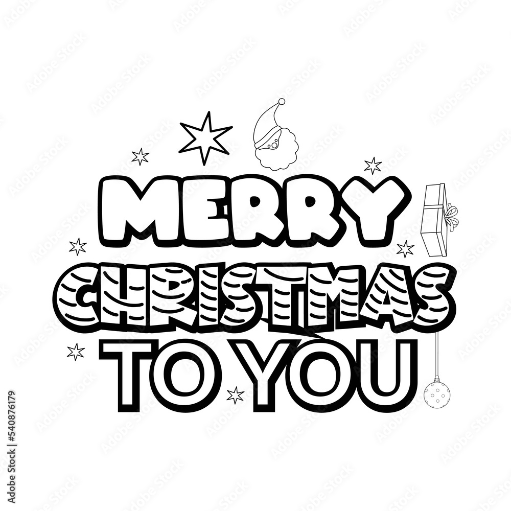 Merry Christmas Coloring page. Christmas line art coloring page design ...