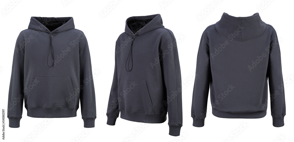 Dark grey hoodie template. Hoodie sweatshirt long sleeve with clipping path, hoody for design ...