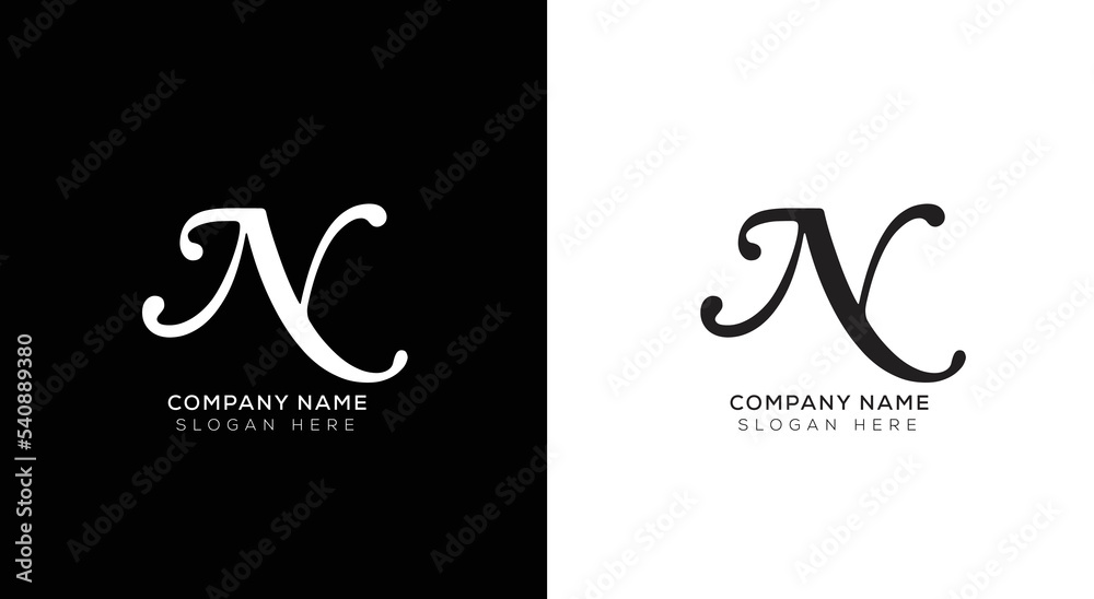 Gradient letter n logo design with black and white background Stock ...