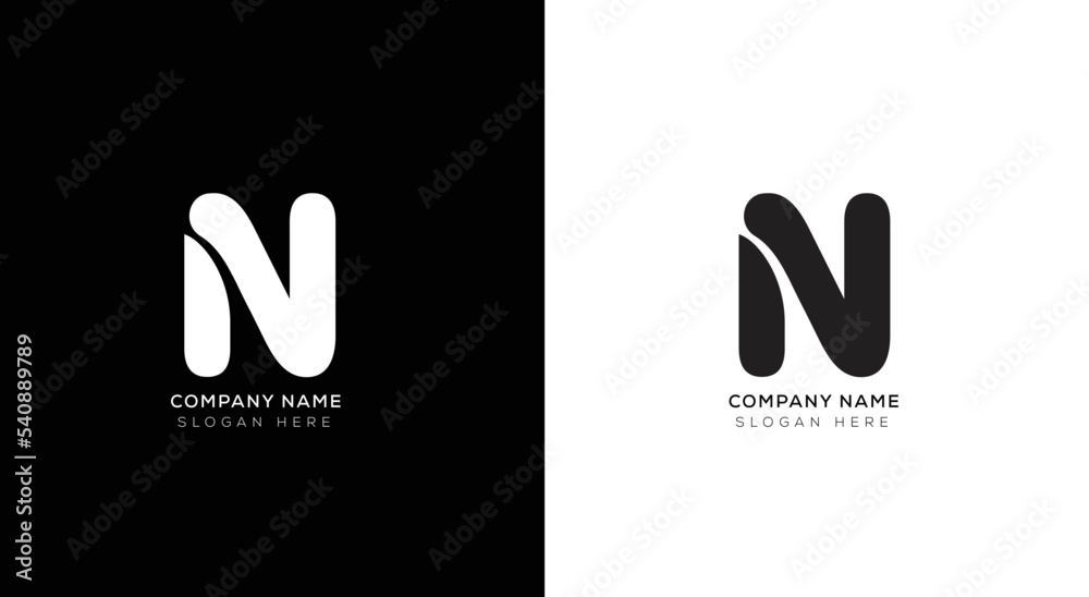 Gradient letter n logo design with black and white background Stock ...