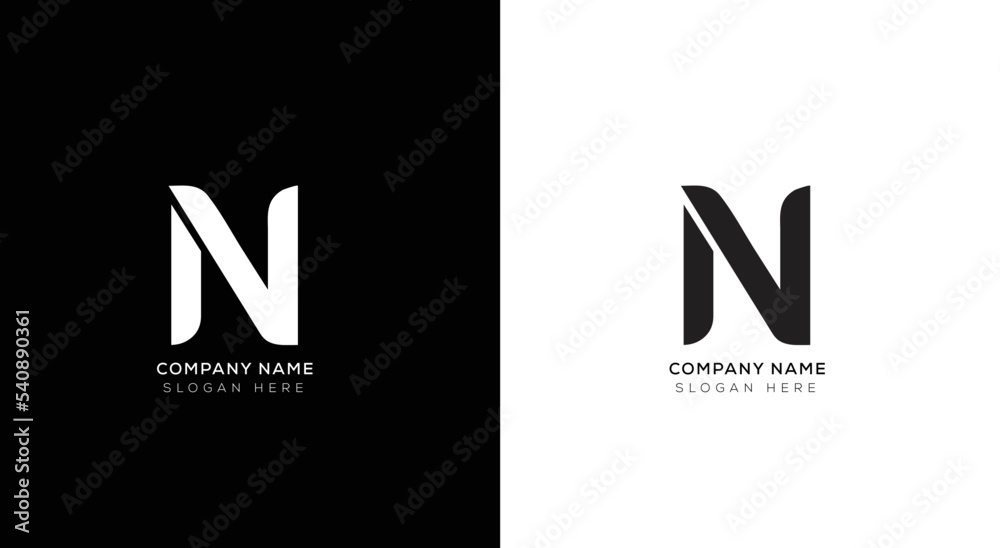 Gradient letter n logo design with black and white background Stock ...