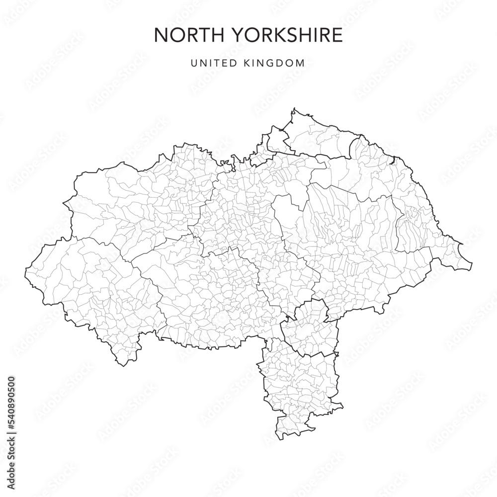 Administrative Map of North Yorkshire with Counties, Districts and ...