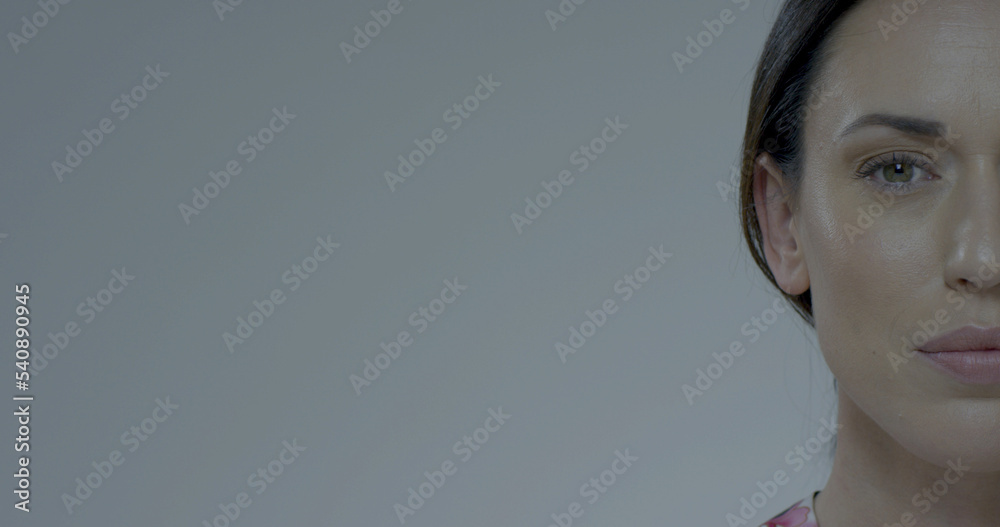 Beauty skin care. Stunning woman with natural beauty applying white ...