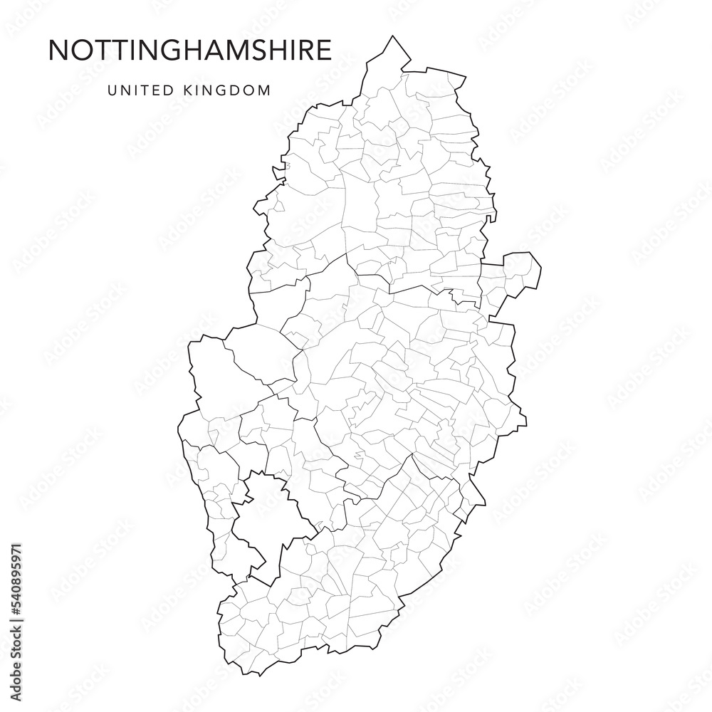 Administrative Map of Nottinghamshire with Counties, Districts and ... Administrative Map of Nottinghamshire with Counties, Districts and ...
