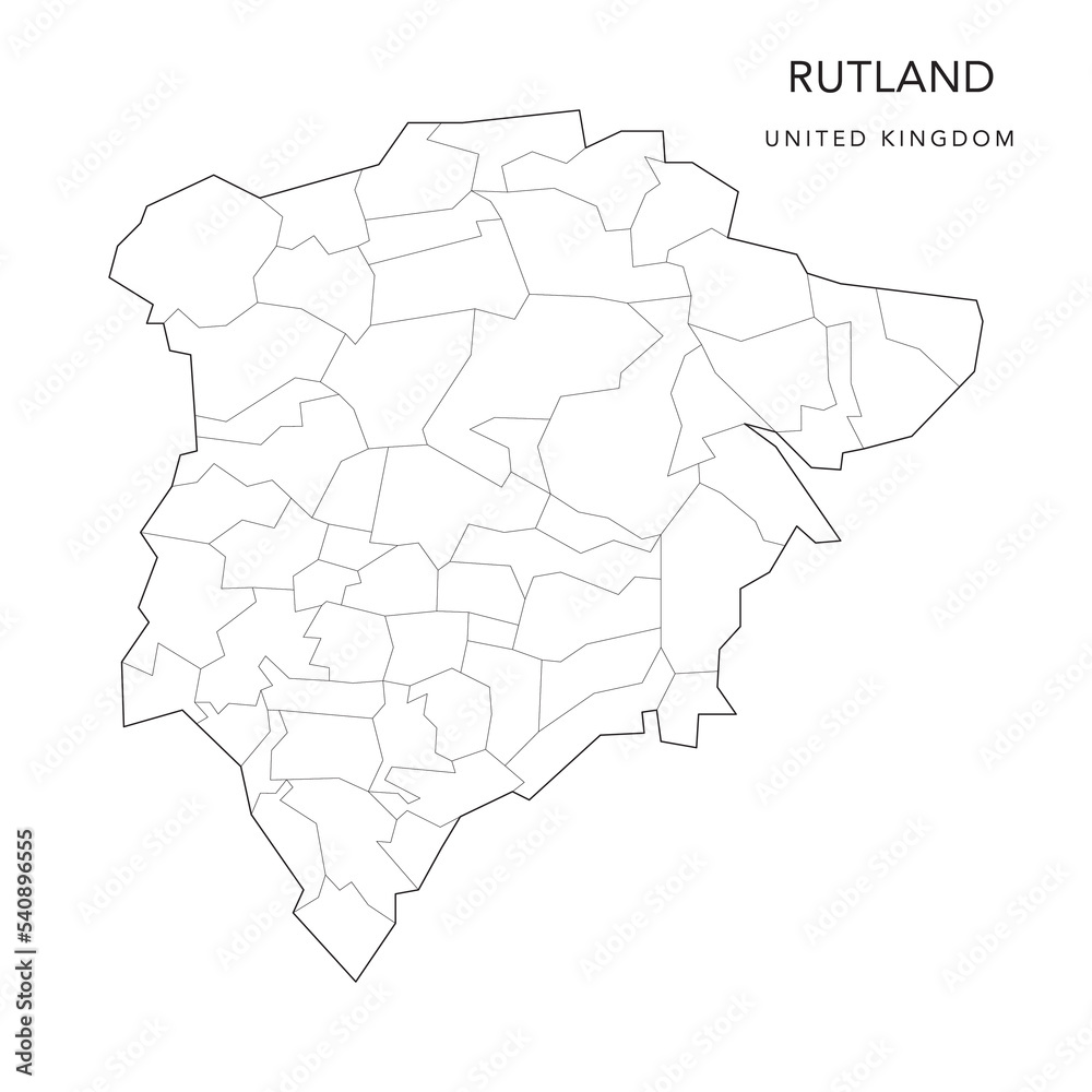 Administrative Map of Rutland with County and Civil Parishes as of 2022 ...
