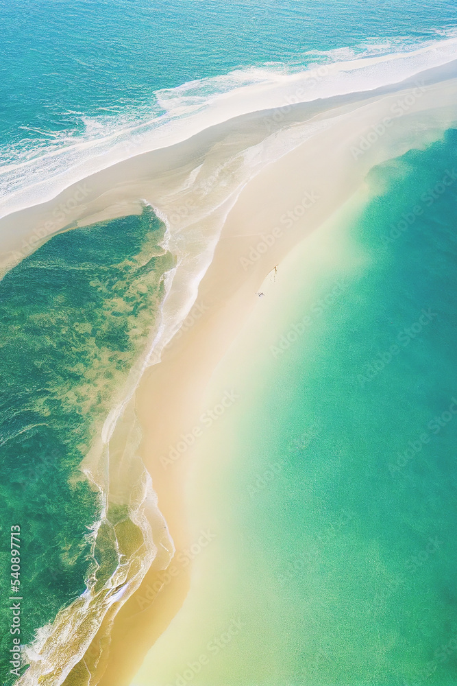 Relaxing aerial beach scene, summer vacation holiday template banner ...