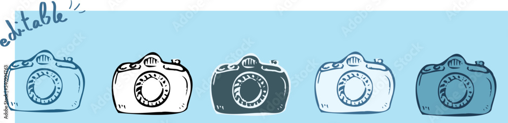 editable camera icons in blue tone as vector image Stock Vector | Adobe ...