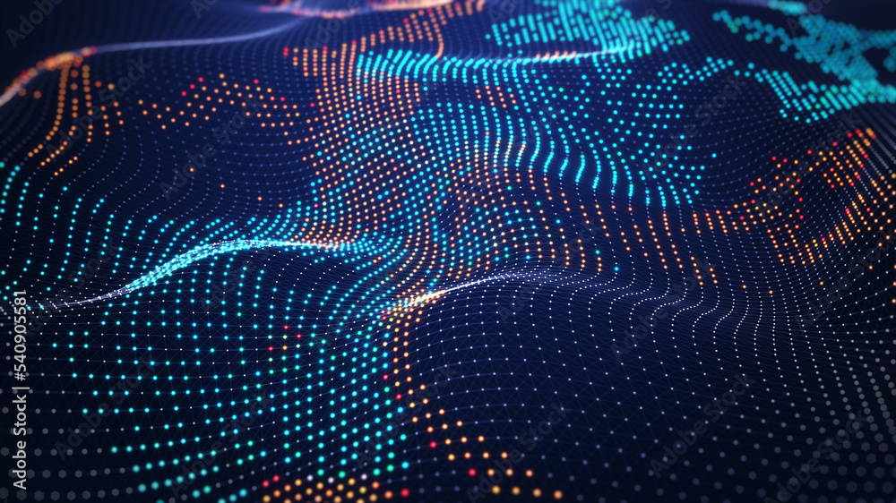 Cyber big data flow. Blockchain data fields. Concept of AI technology ...