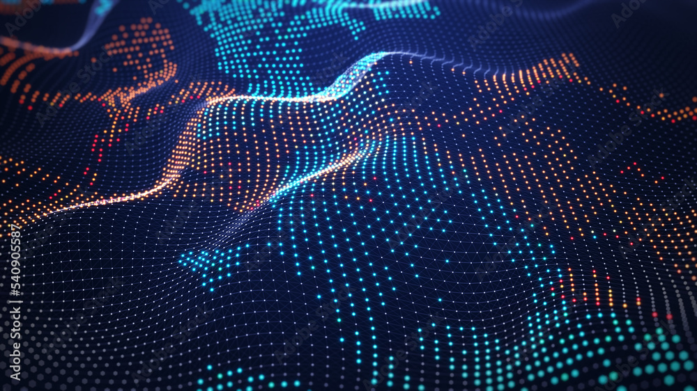 Cyber Big Data Flow Blockchain Data Fields Concept Of Ai Technology