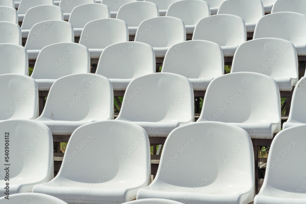 Seats of tribune on sport stadium. Concept of fans, chairs for audience ...