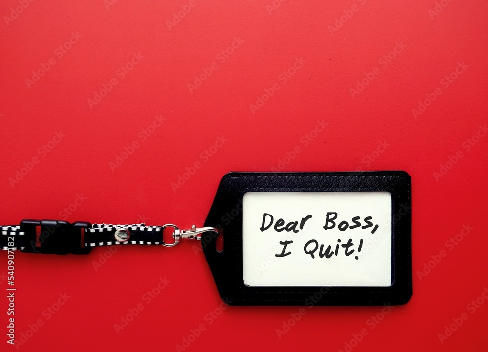 Red copy space background with Employee ID card on with text written ...