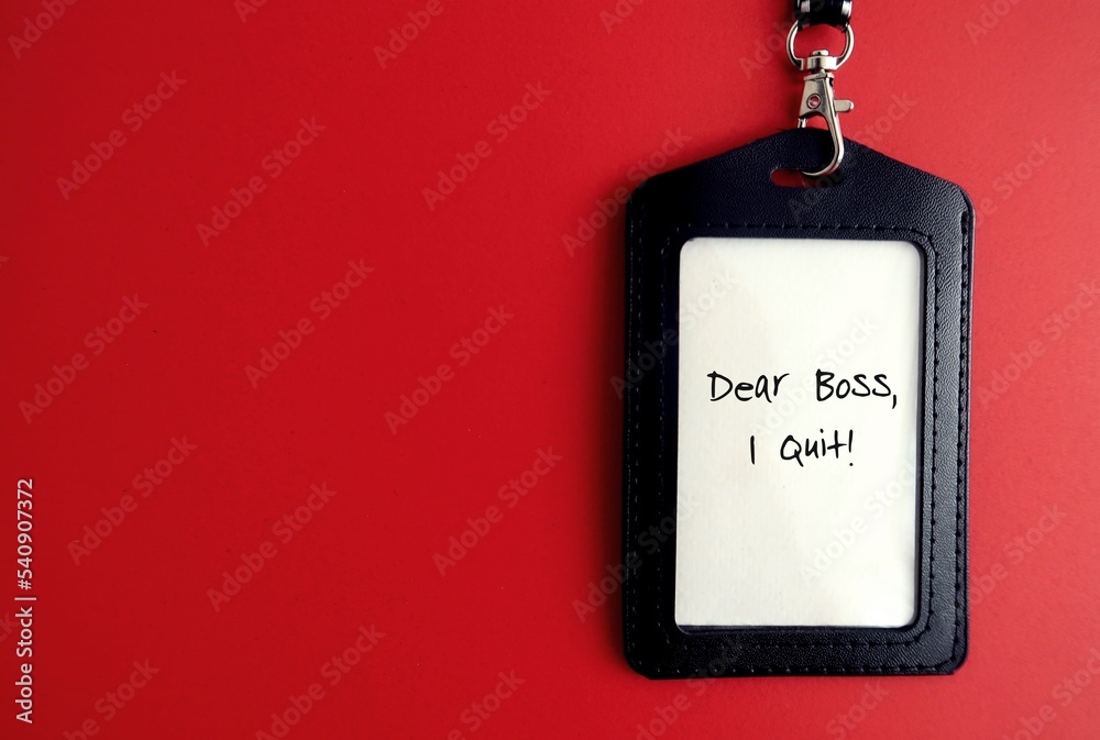 Red copy space background with Employee ID card on with text written ...