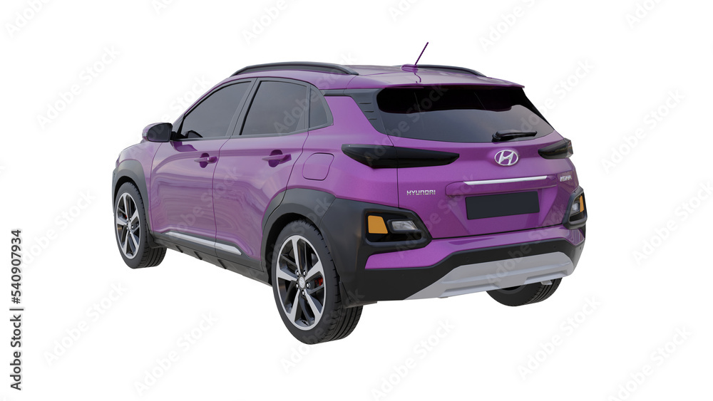 purple Hyundai Kona back view, 3d rendering of PNG transparent car ...