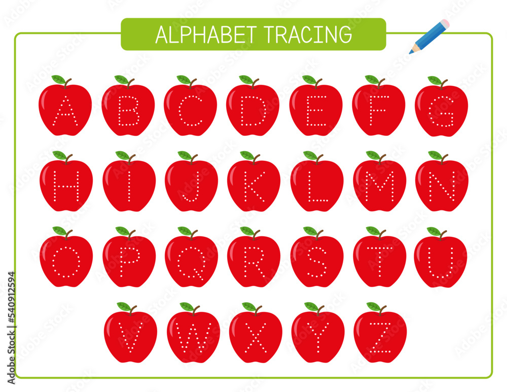 Alphabet tracing worksheet. Trace the uppercase letters activity for ...