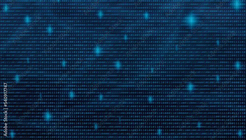 Binary code background texture with sparkles. Deepth feeling with nodes ...