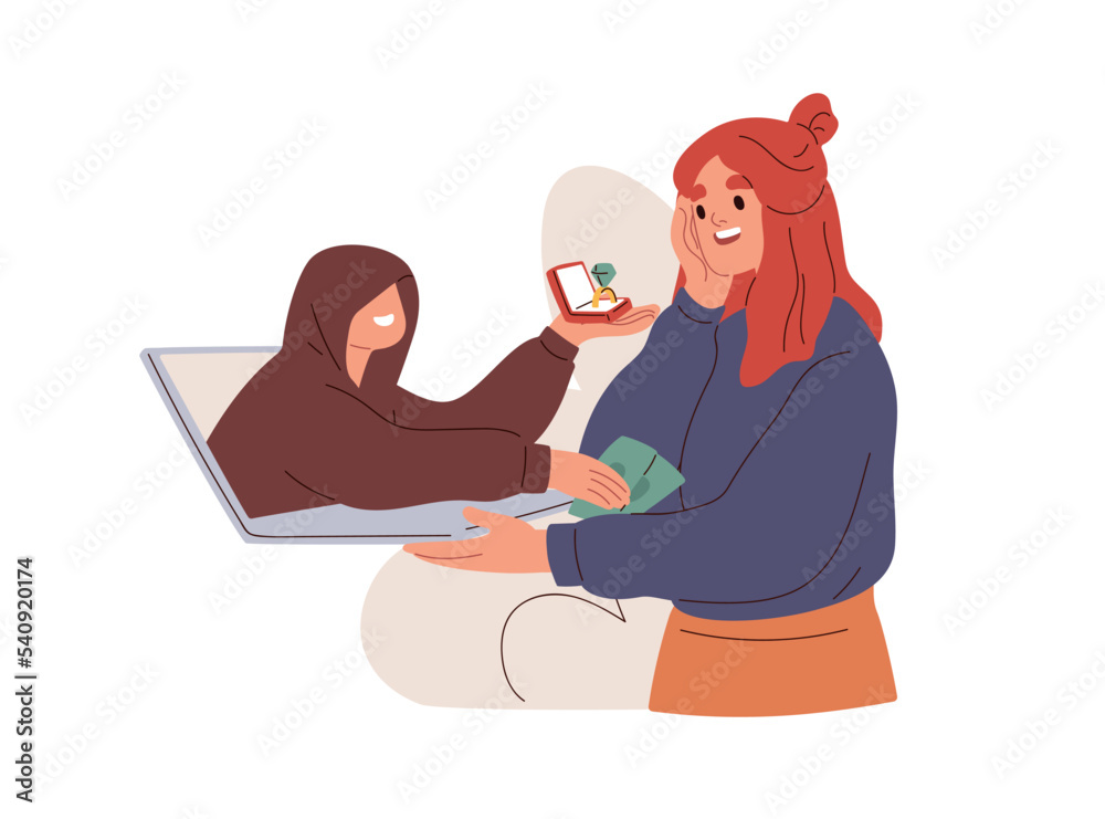 Online romance scam, fraud concept. Scammers trap for victim in dating ...