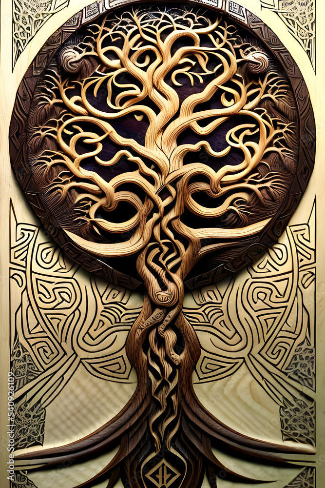 tree of life / spiritual tree made of wood - sacred geometry symbol ...