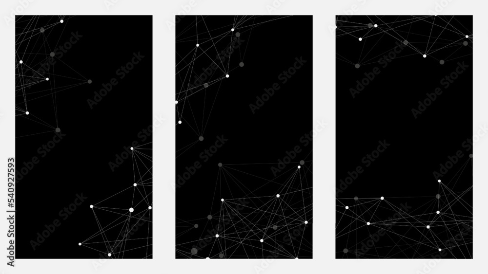 Minimal vertical design with a white dot network with black background ...