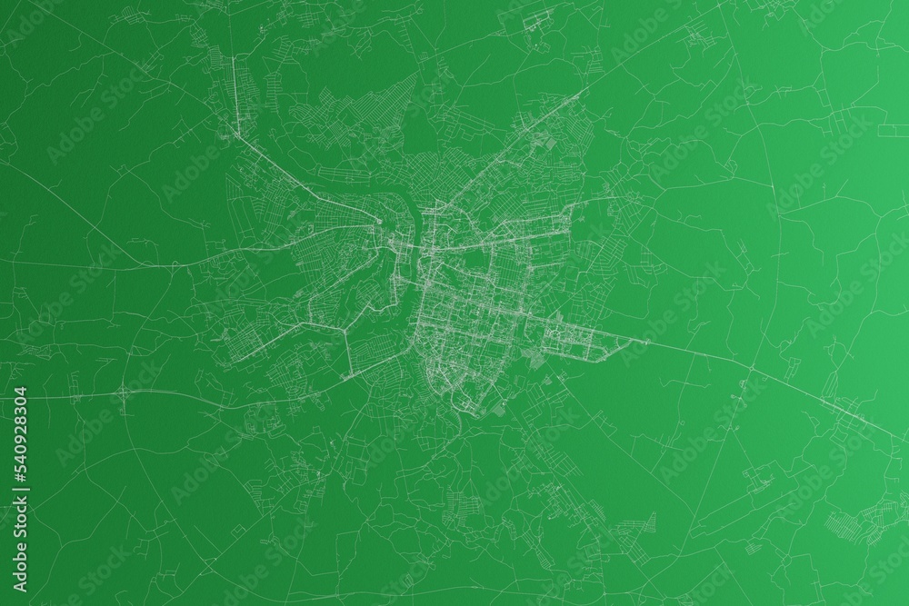 Map of the streets of Vitebsk (Belarus) made with white lines on green ...