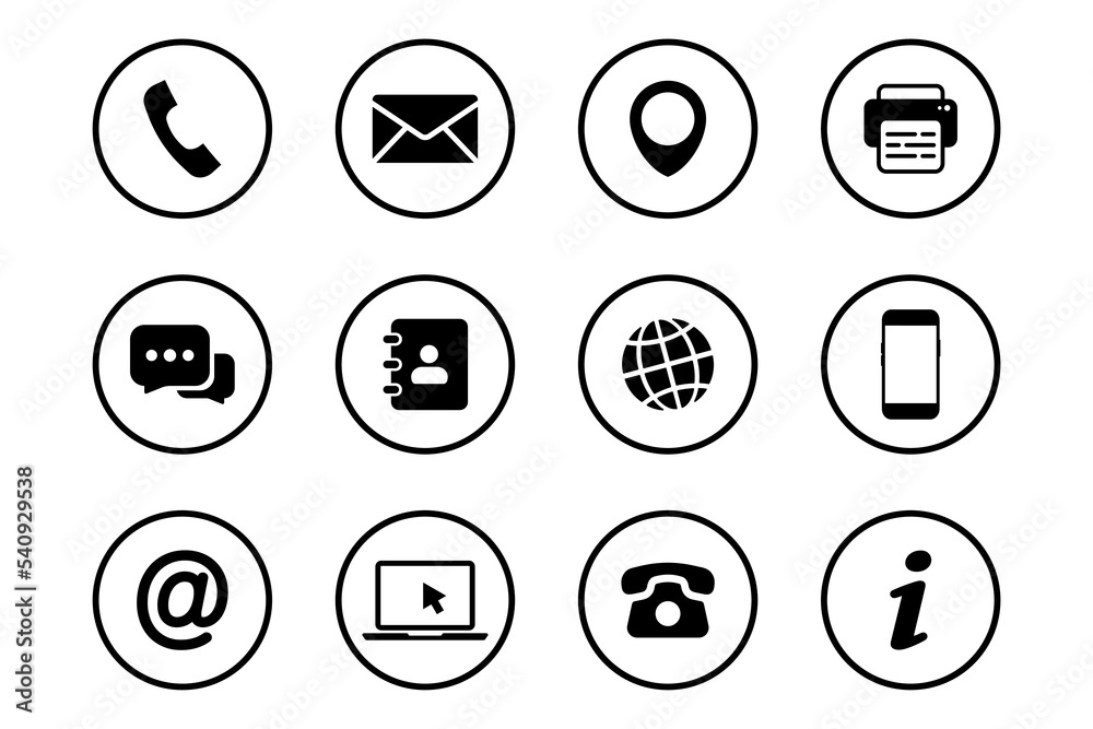 Contact us icons. Communication icons set. Business card contact ... Contact us icons. Communication icons set. Business card contact ...
