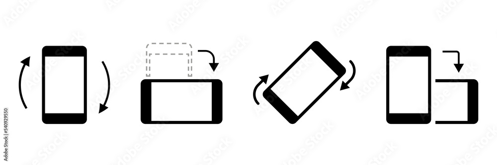 Rotate smartphone. Mobile phone rotation symbol. Device screen rotation ...