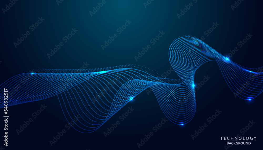Abstract Wave Vector Beautiful Lines Concept Technology Network Internet Connection On A