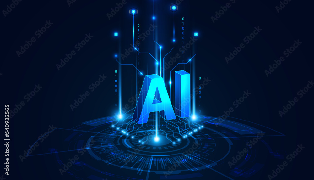 Abstract Circuit connection, modern system, AI system, artificial ...