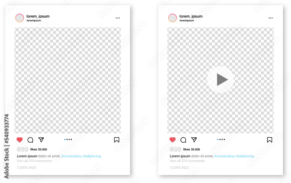 Mockup instagram screen. Photo frame with blank frame for your design ...