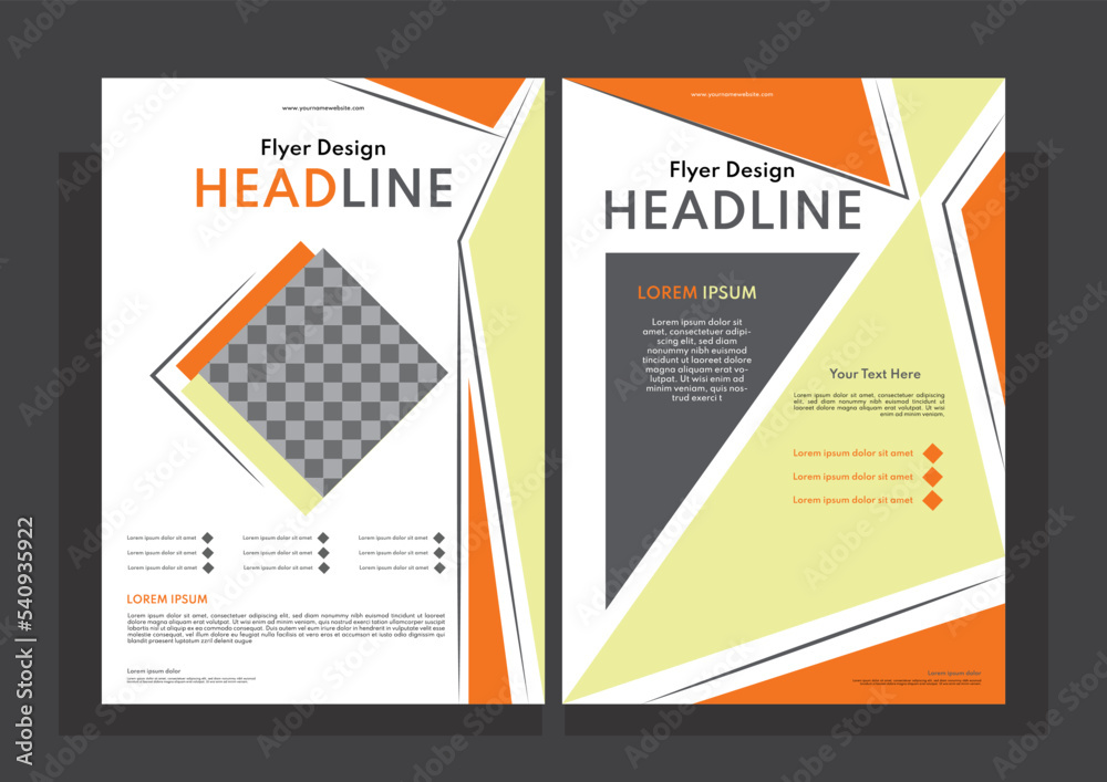 a yellow and orange template with a triangular design. design for A4 ...