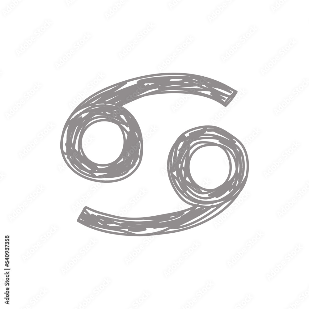 Zodiac sign. Cancer horoscope symbol. Pencil drawing Stock Vector ...