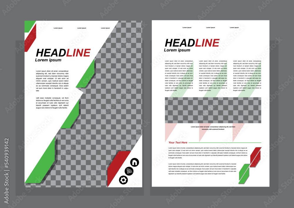 a template that uses a red and green theme with shapes flanking the ...