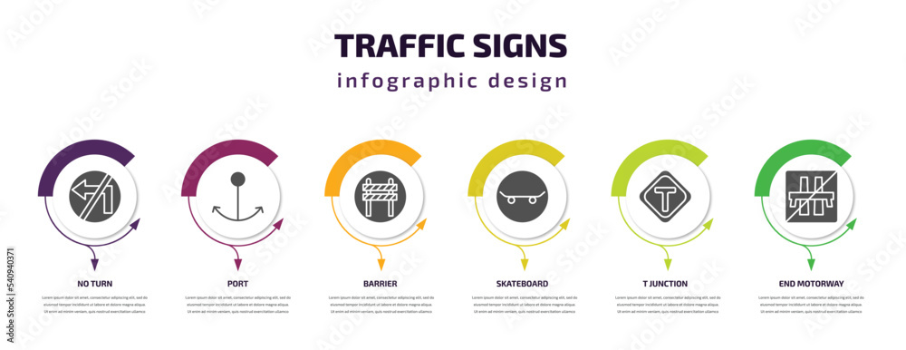 traffic signs infographic template with icons and 6 step or option ...