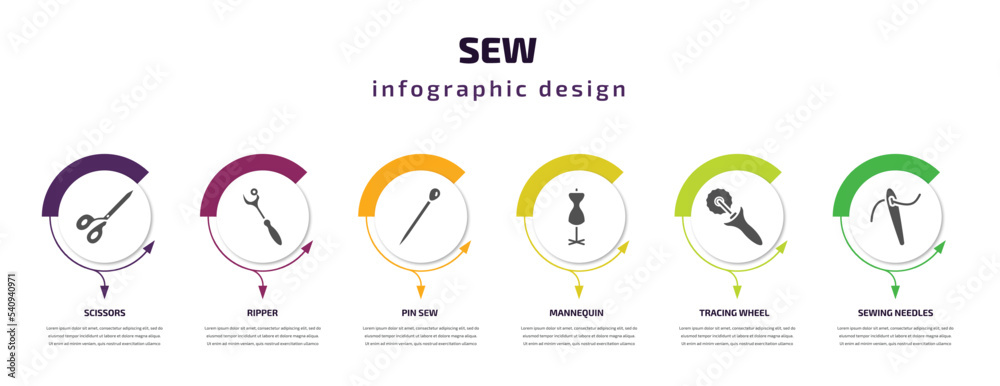 Vecteur Stock sew infographic template with icons and 6 step or option ...