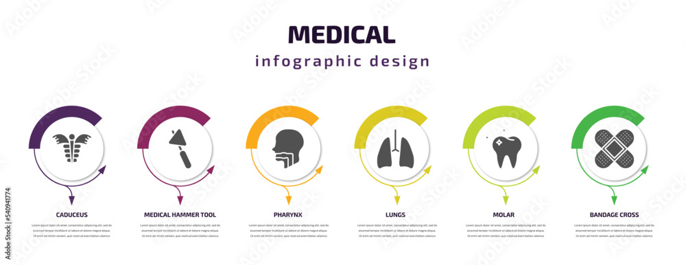 medical infographic template with icons and 6 step or option. medical ...