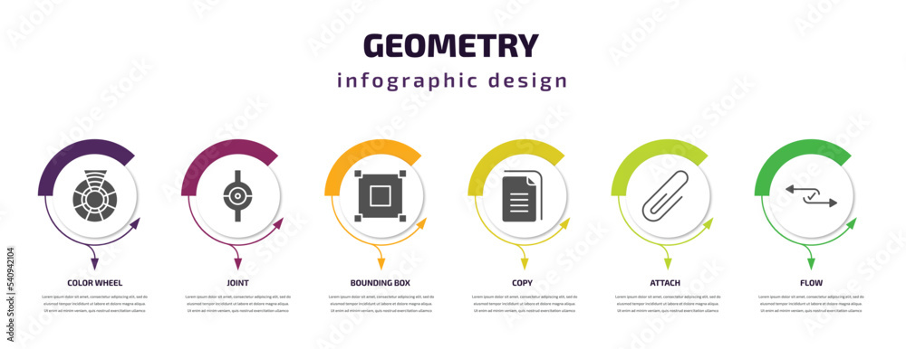 geometry infographic template with icons and 6 step or option. geometry ...