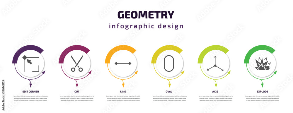 geometry infographic template with icons and 6 step or option. geometry ...