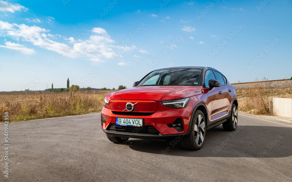 2022 Volvo C40 in Fusion Red Stock Photo | Adobe Stock