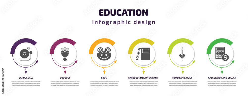 education infographic template with icons and 6 step or option ...