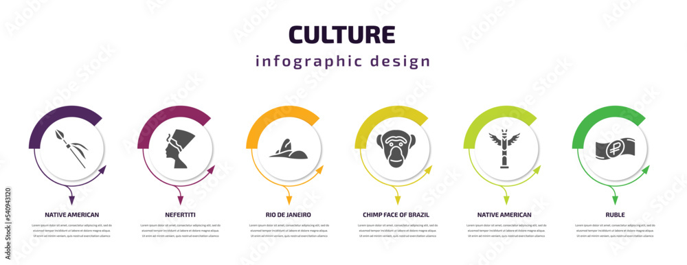culture infographic template with icons and 6 step or option. culture ...
