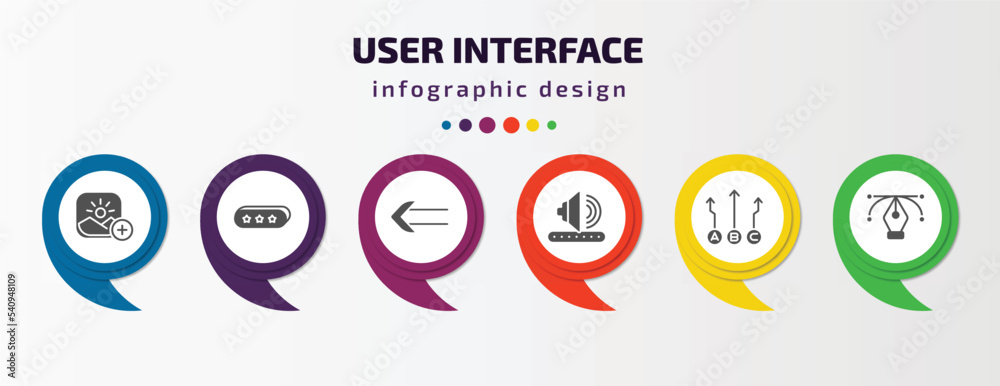 user interface infographic template with icons and 6 step or option ...