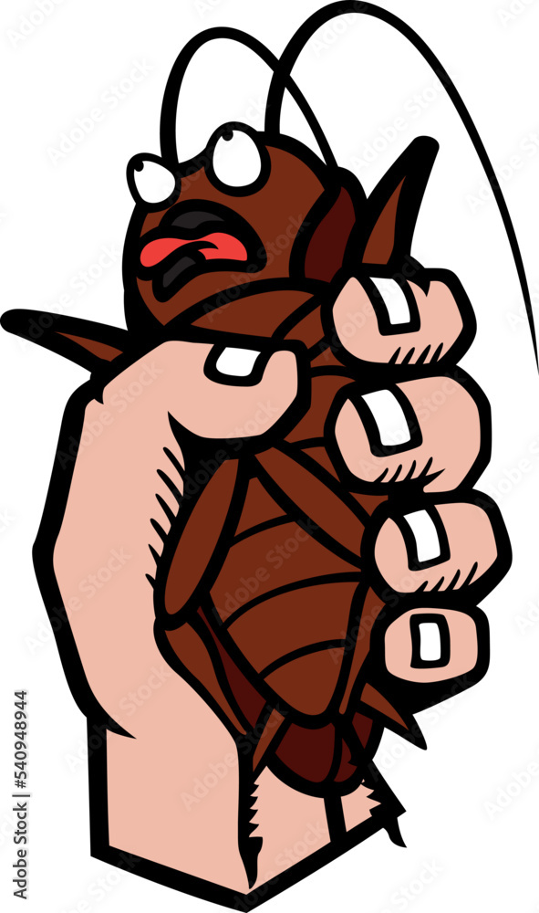 Vetor de Illustration of a Scared Cockroach with Bulging Eyes and ...